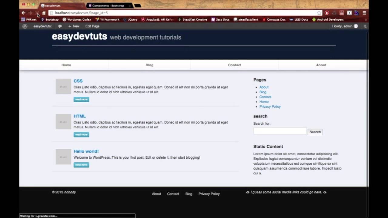 Wordpress Development Tutorials 23 Blog Template Youtube