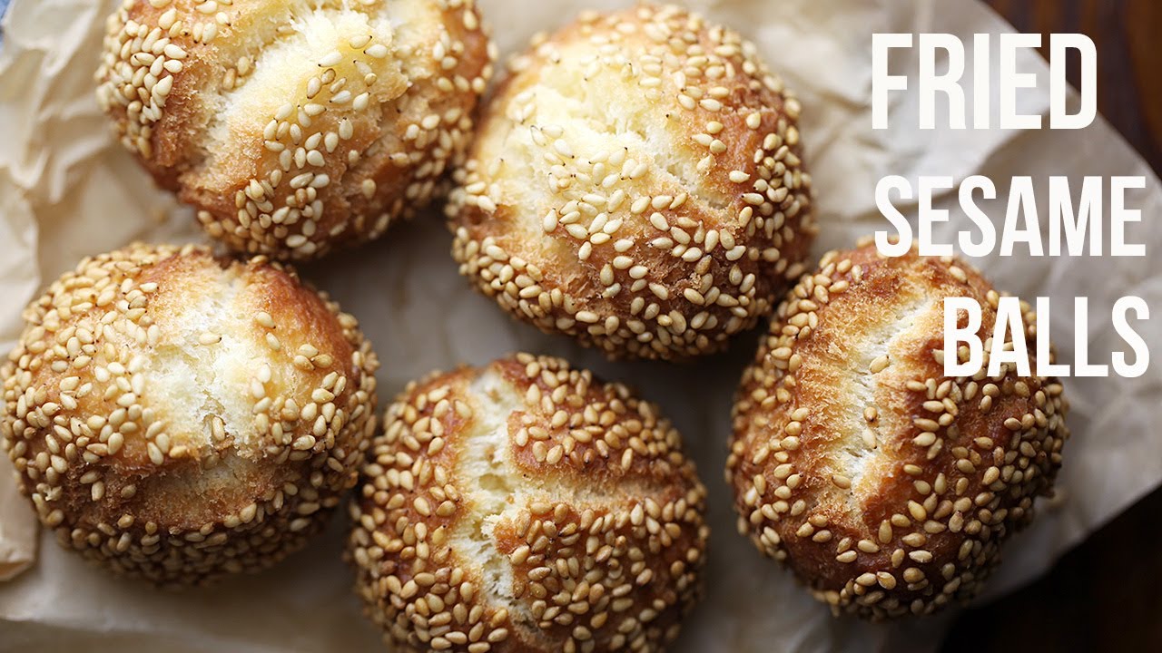 Chinese Traditional Snack Smiling Sesame Cookie Balls - Fried Sesame ...
