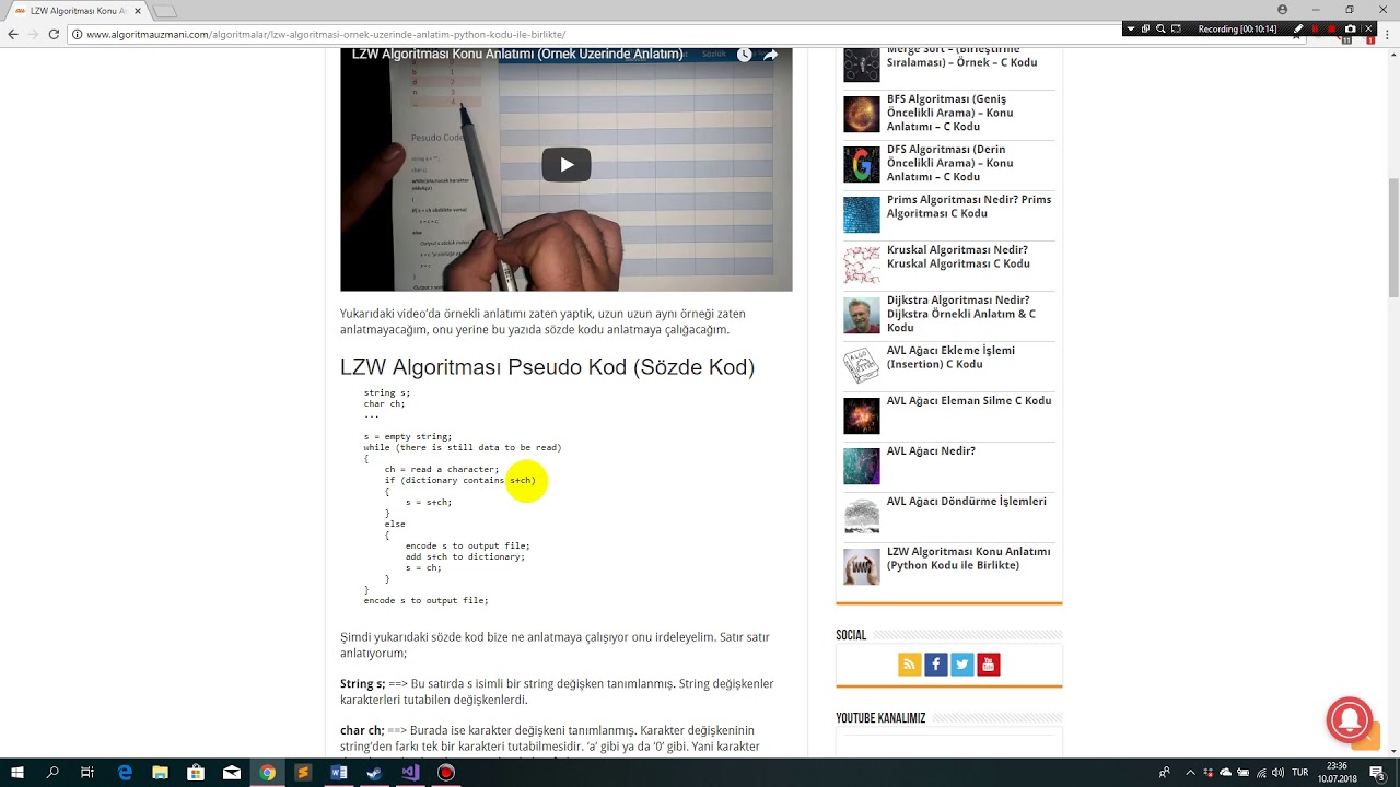 LZW Algoritması Python Kod Yazımı - YouTube