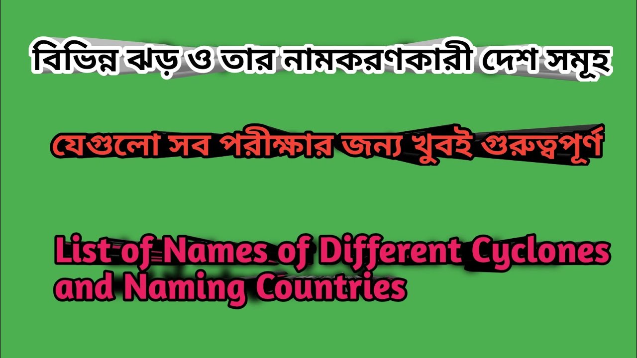 বিভিন্ন ঝড় ও তার নামকরণকারী দেশ সমূহ/List Of Names Of Different ...