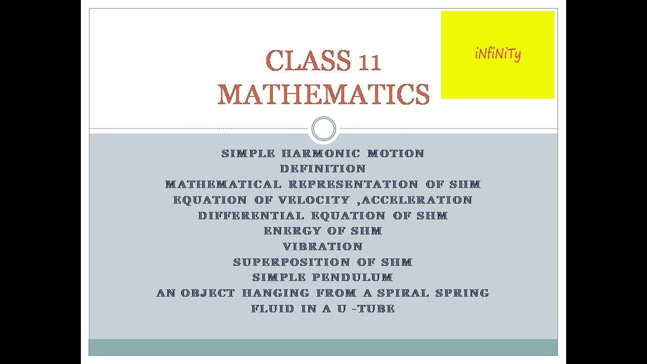 #SIMPLE HARMONIC MOTION #SHM @CLASS 11&12 MATHS $#PHYSICS#SIMPLE ...