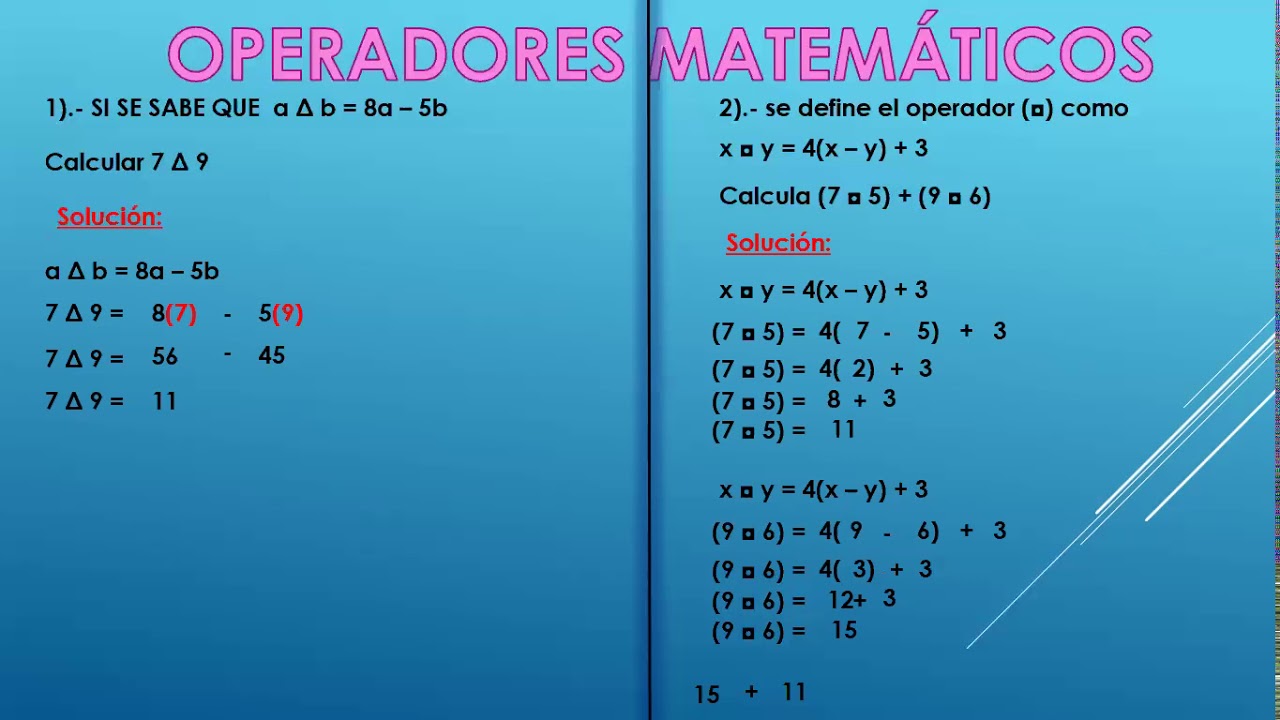 OPERADORES MATEMÁTICOS - YouTube