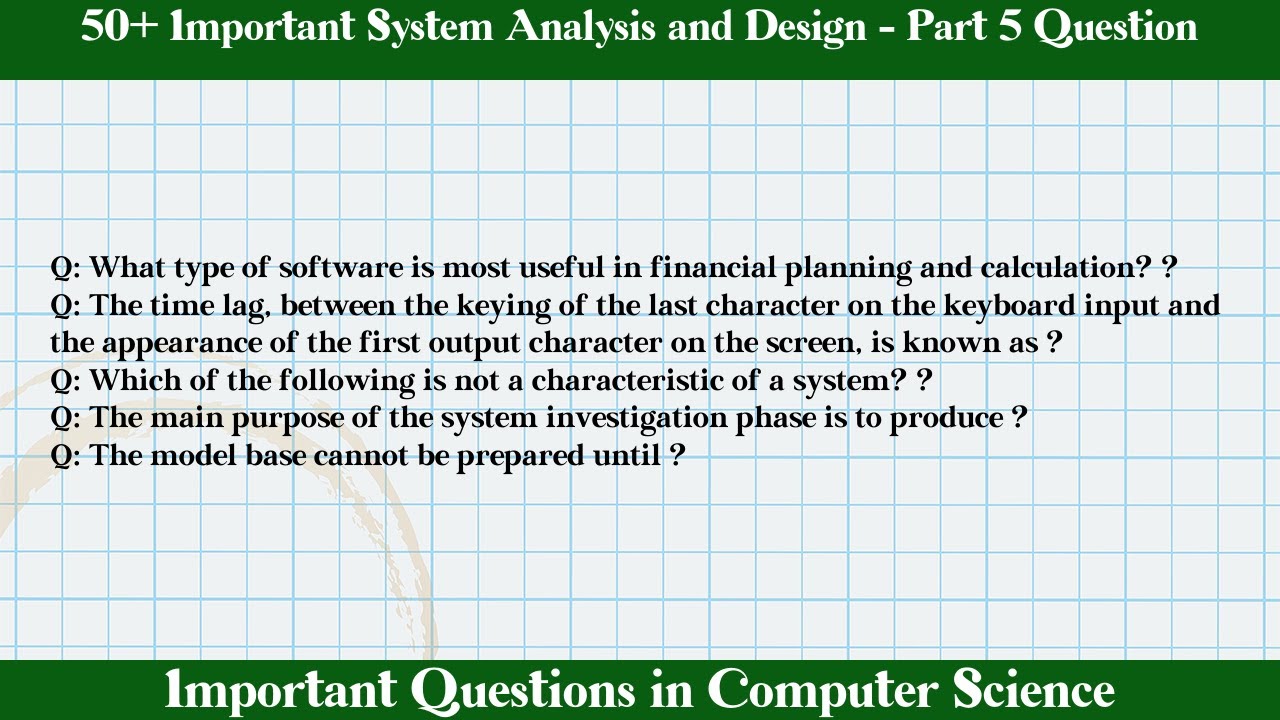 MCQ Questions System Analysis and Design - Part 5 with Answers - YouTube