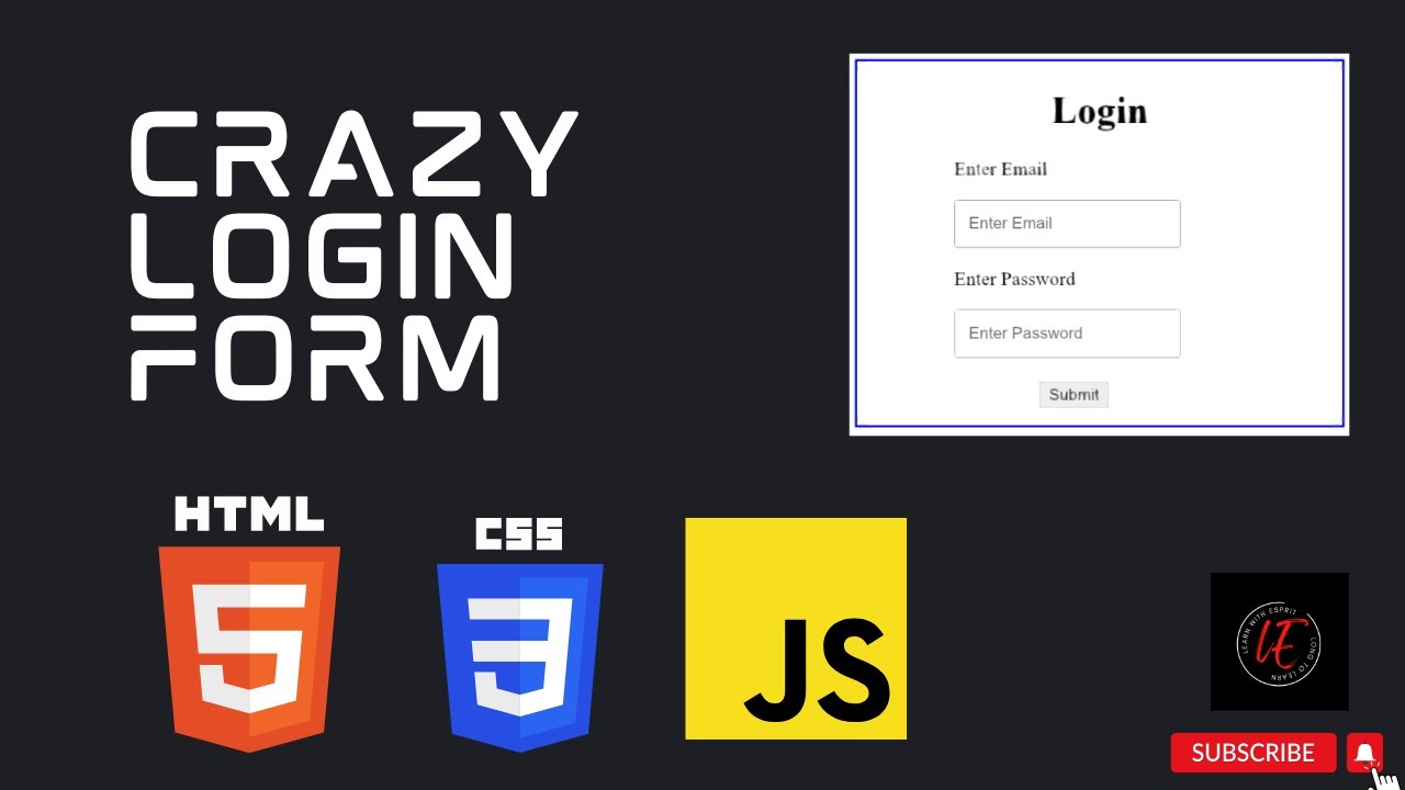 Crazy Login Form Html Css Js Tamil Learn With Esprit Youtube 1237