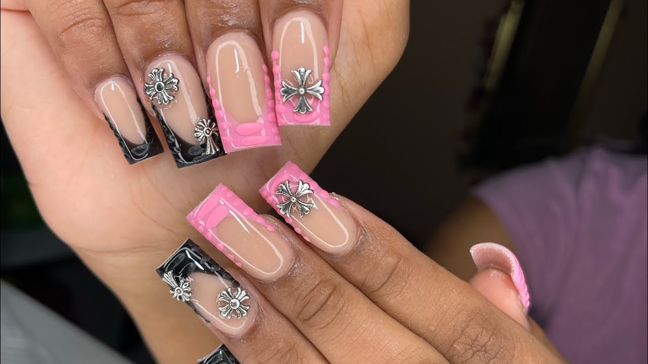 Easy 3d French Tip Croc Print Acrylic Nails For Beginners Full Nail Tutorial Youtube