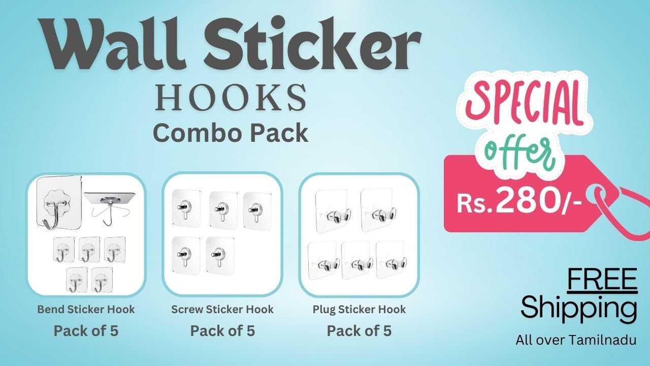 Wall Sticker Hooks | Plug Sticker - Screw Sticker - Bend Sticker # ...