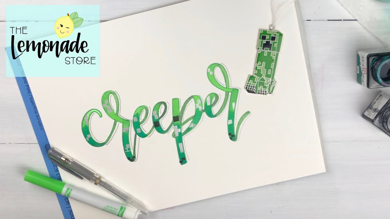Minecraft Creeper Inspired Lettering Art - Using Crayola Markers ...