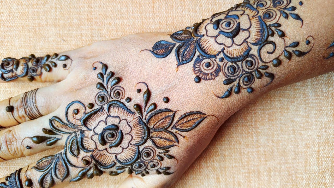 stylish easy gulf flower mehndi design | gulf flower mehndi design ...