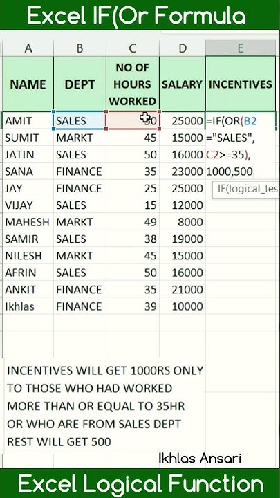 Excel Logical If Or Formula #shorts - YouTube