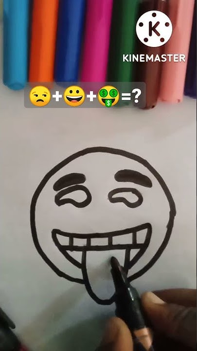 how to draw a cute emoji mix 😒+😀+🤑=? # satisfying creative art ...