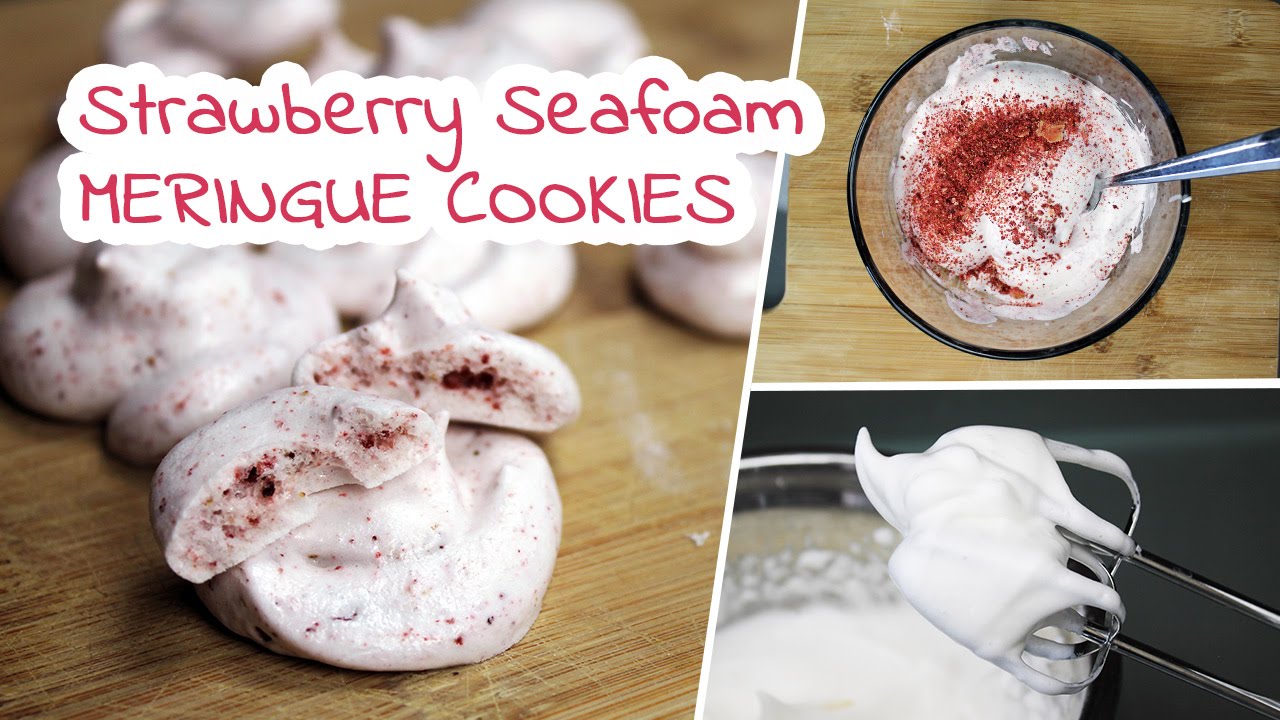 Strawberry Seafoam | Baked Meringue Cookies | Vegan Recipe by Mary's ...