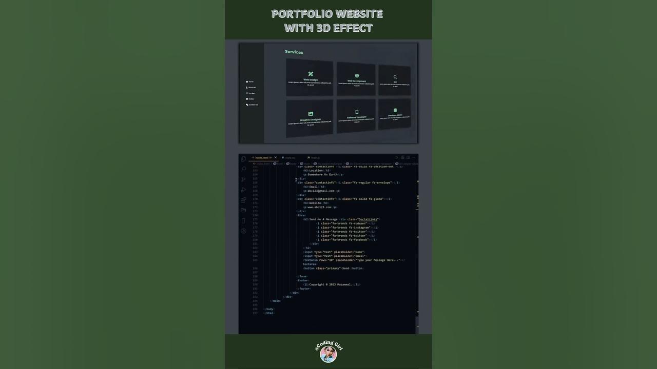 Portfolio Website with 3D Effect 💥😲 #duet #webcoding #webdesign #coding #webcode #transpose # ...