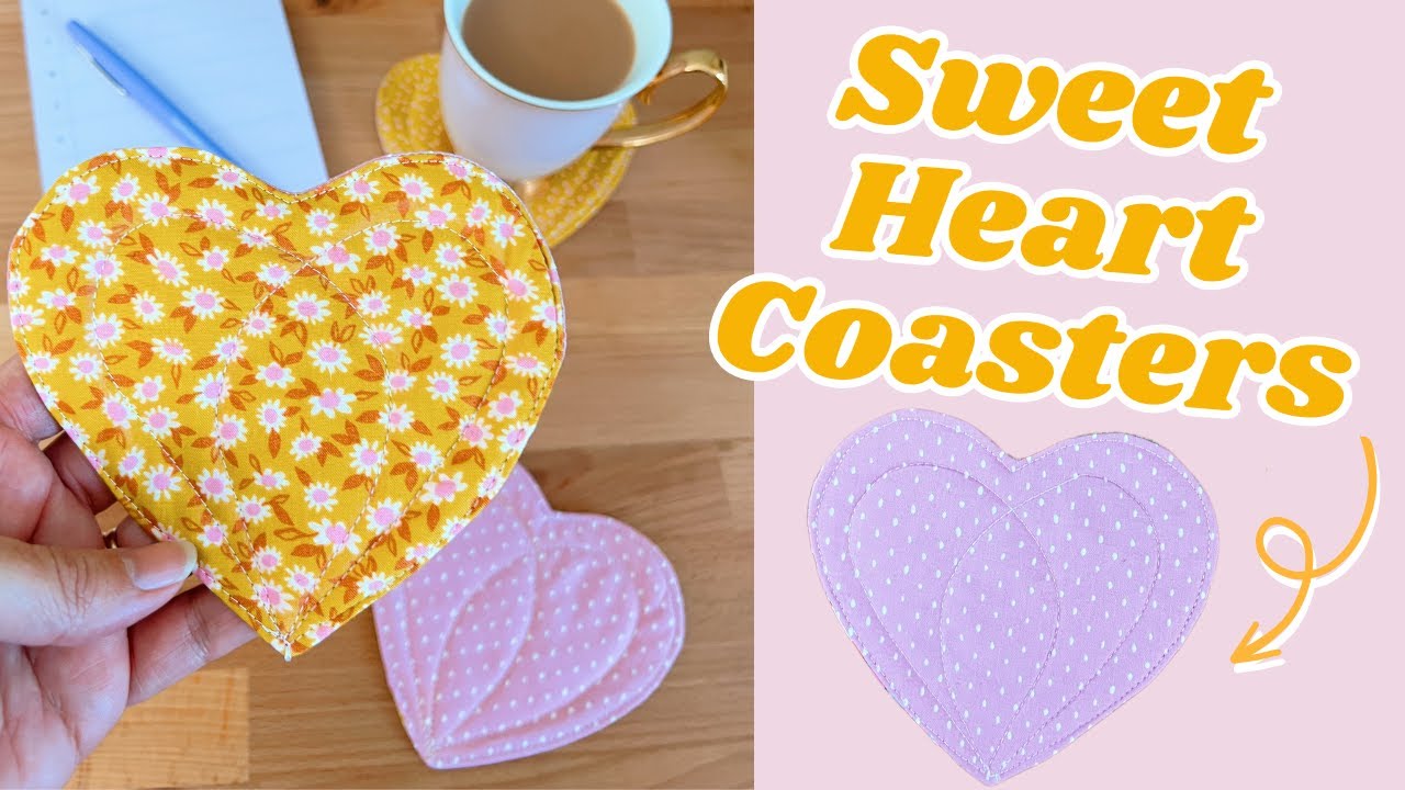 5 Minute Sewing Project: Fabric Heart Coaster Tutorial - YouTube
