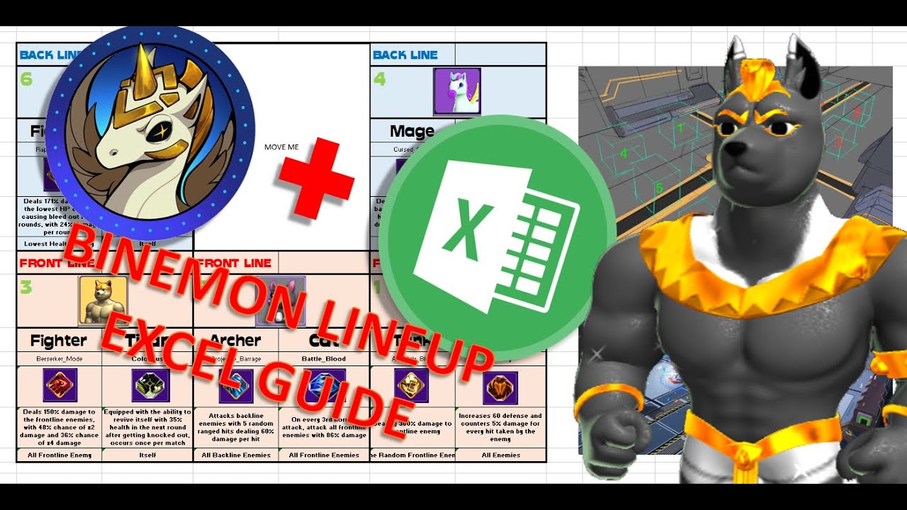 Binemon NFT Game - Lineup Guide Preview - Excel File (Downloadable ...