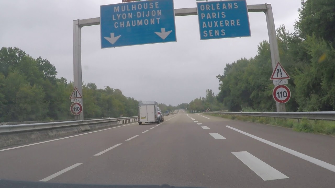 France by Autoroute - Troyes - A26 south onto A5 south for Dijon - YouTube