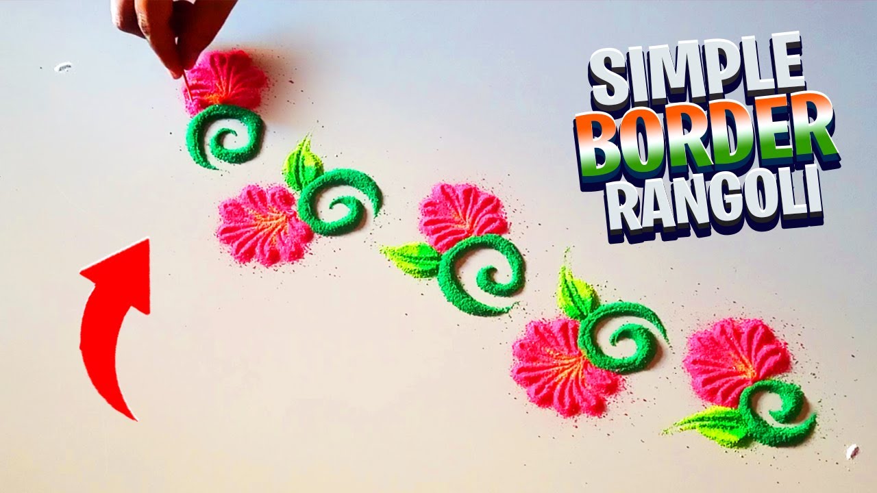 Simple and beautiful border rangoli | Simple border rangoli designs for ...