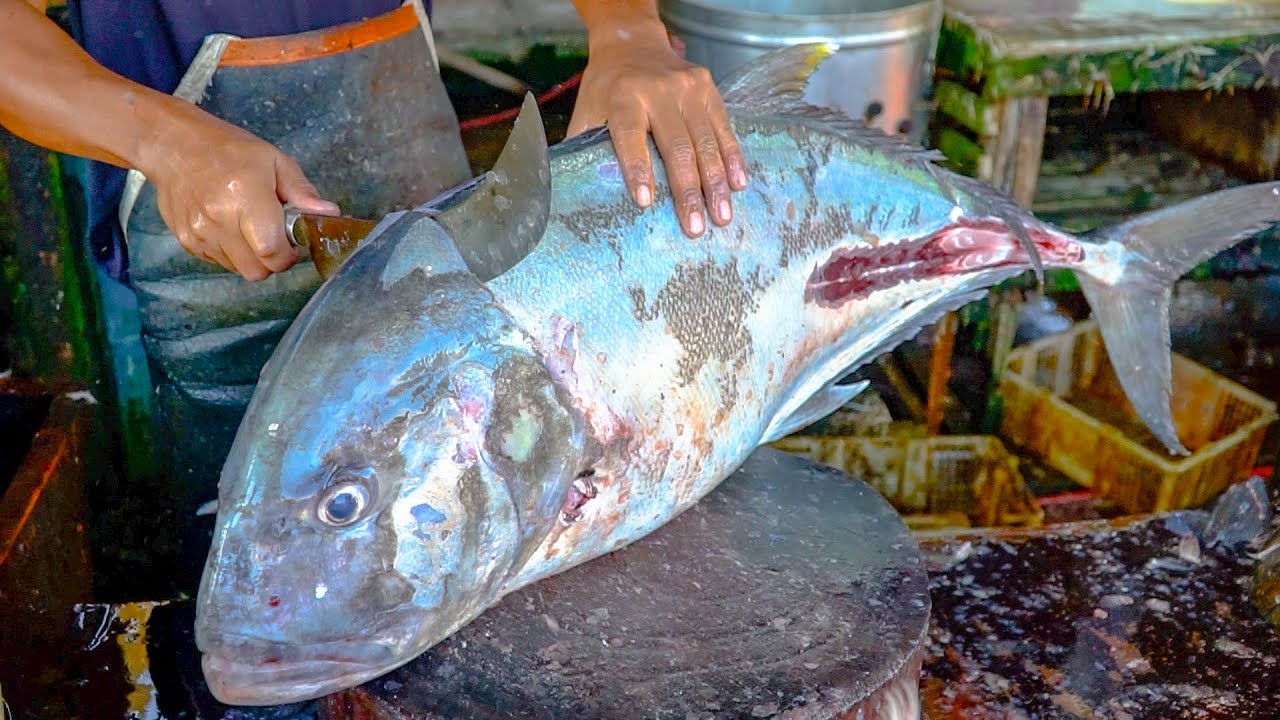 32 KG BIG GT FISH CUTTING BY EXPERT FISH CUTTER 2024 || TECHNIQUES ...