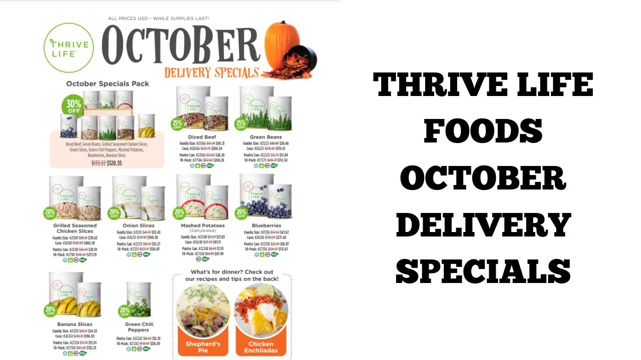 October Delivery Specials Thrive Life Foods - YouTube