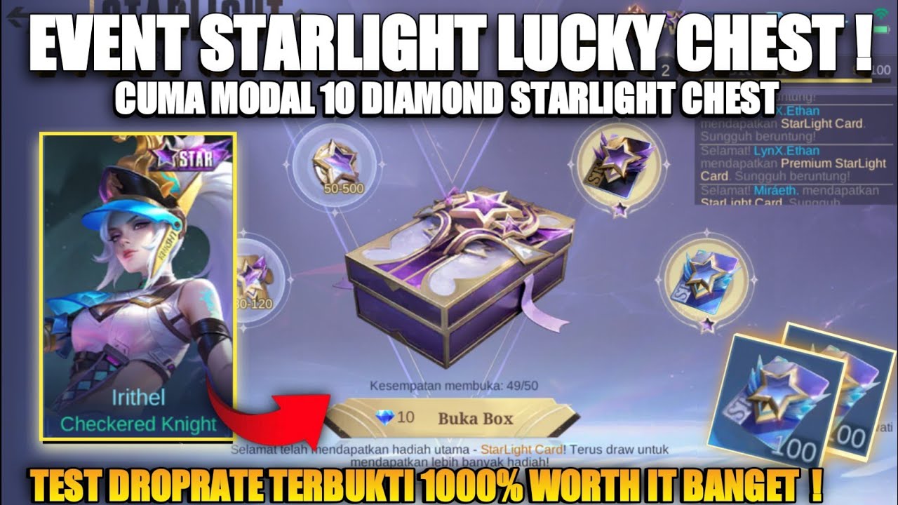 TINGGI BANGET!! Droprate Event Starlight Lucky Chest Irithel Starlight 10 Diamond Mobile Legends ...