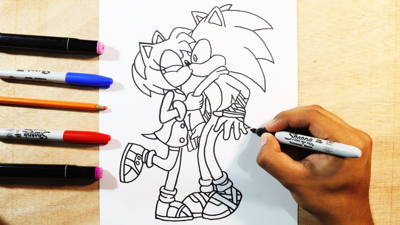 CÓmo Dibujar A Sonic Y Amy Rose Kiss FÁcil Youtube