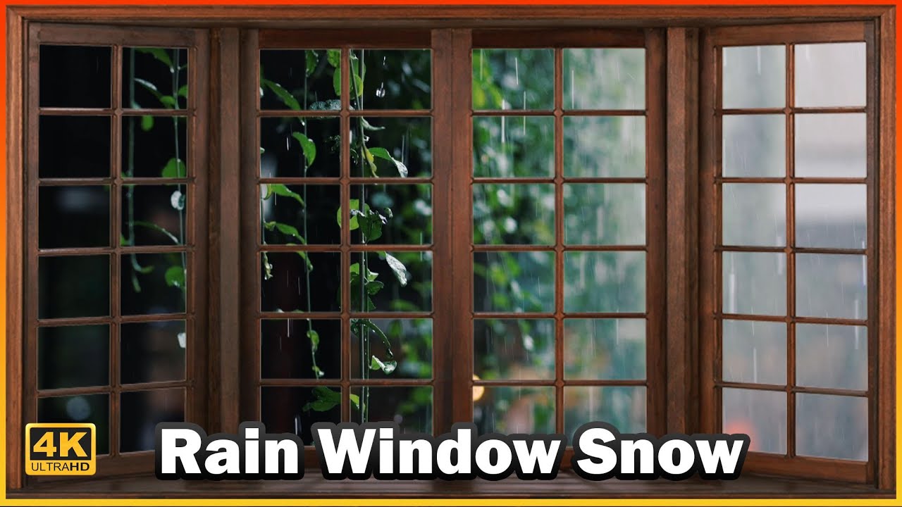 Window Screen Rain - Crackling fire and misty atmosphere for study ...