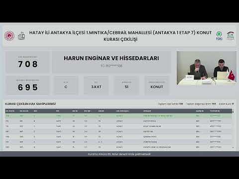 HATAY ANTAKYA 1- ETAP 7 PROJESİ 705 KONUT KURA ÇEKİM PROGRAMI