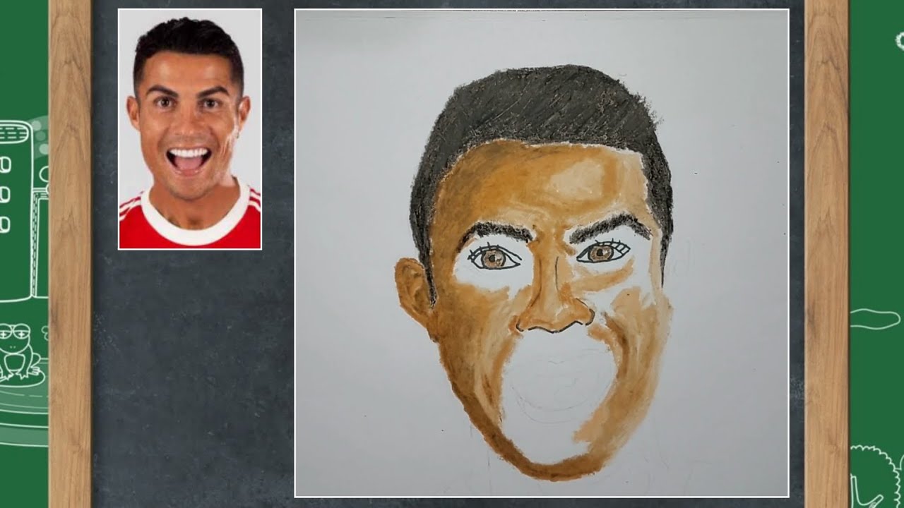 Cristiano Ronaldo drawing by pastel Crayon - YouTube