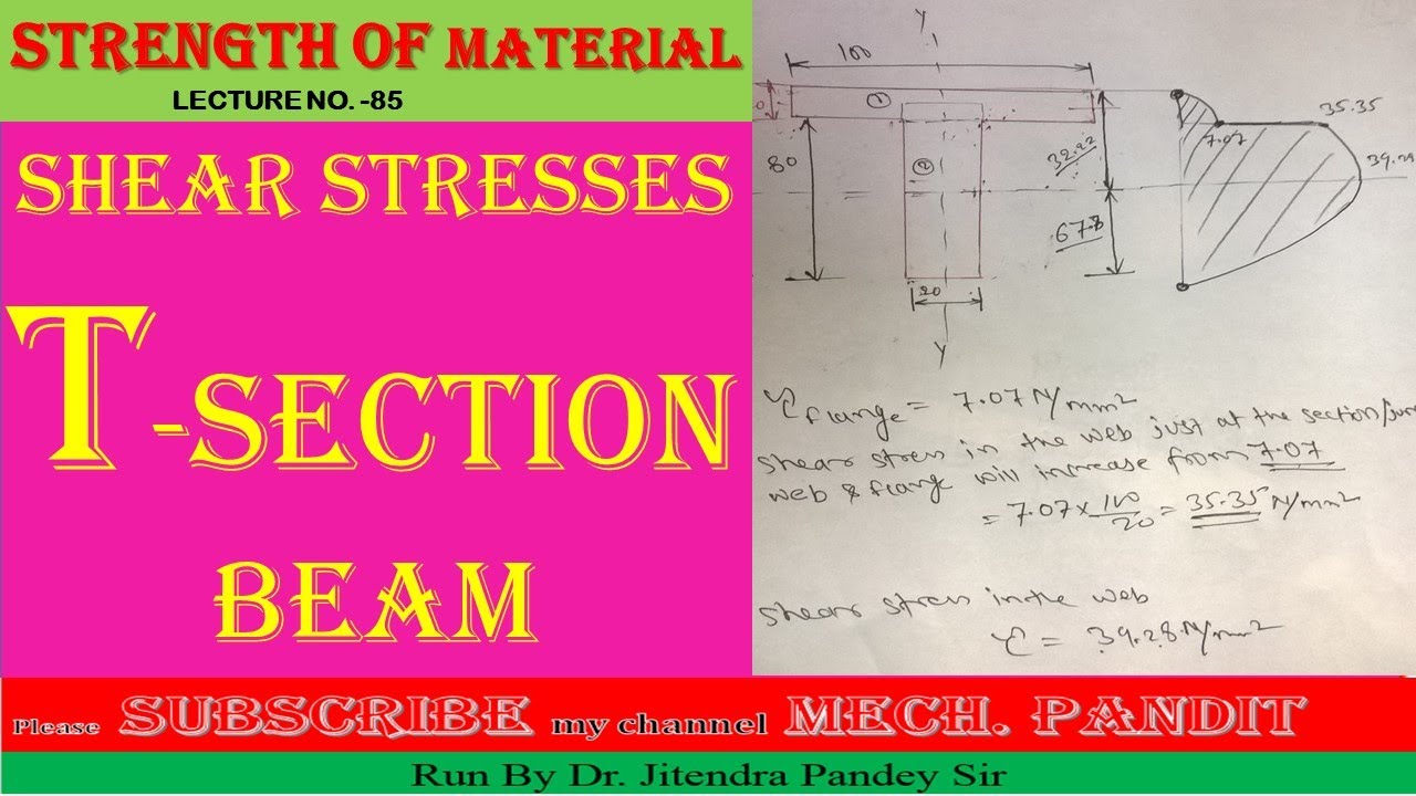 SOM (Lect No 85) Shear Stress of T Section Stress Distribution Diagram ...