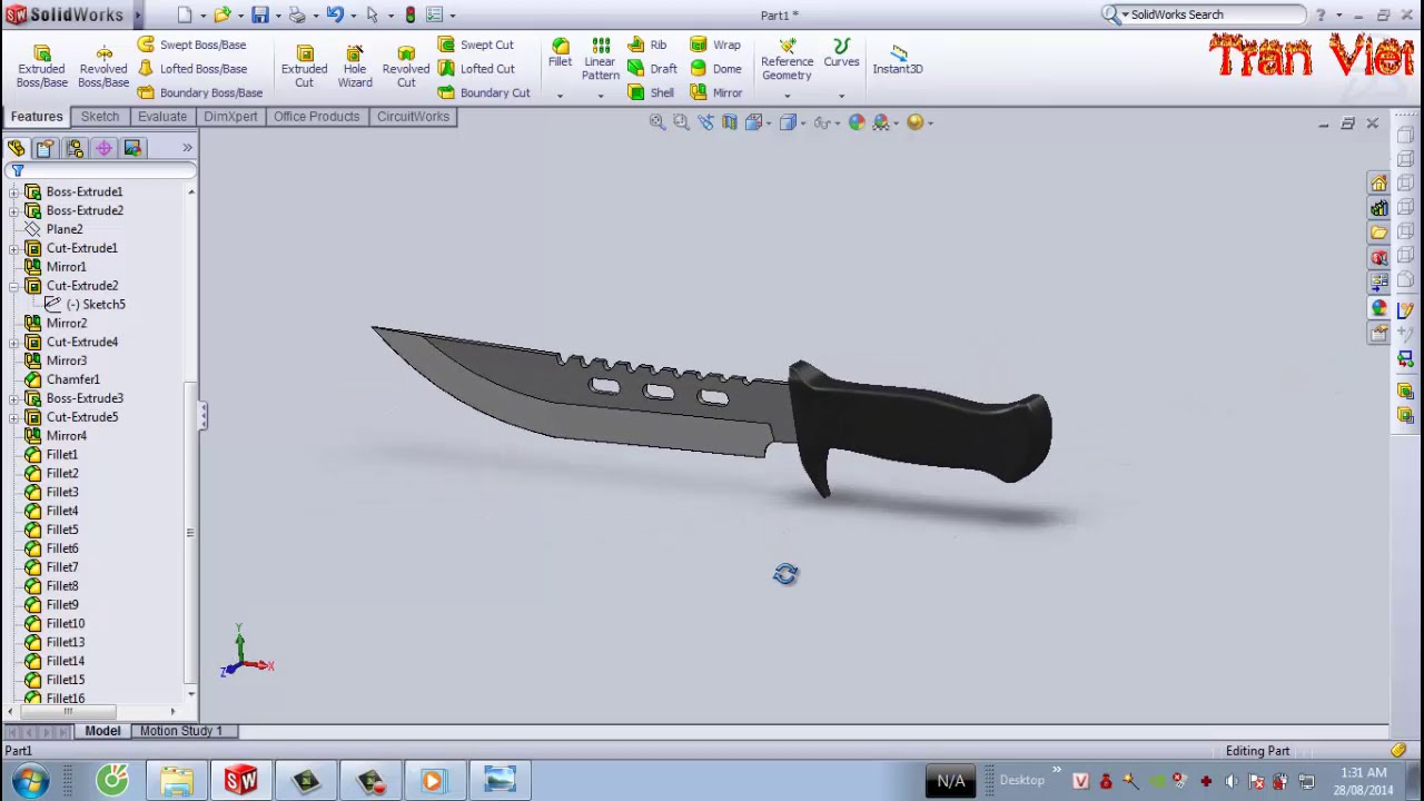 SolidWorks Tutorial : Knife Columbia - YouTube