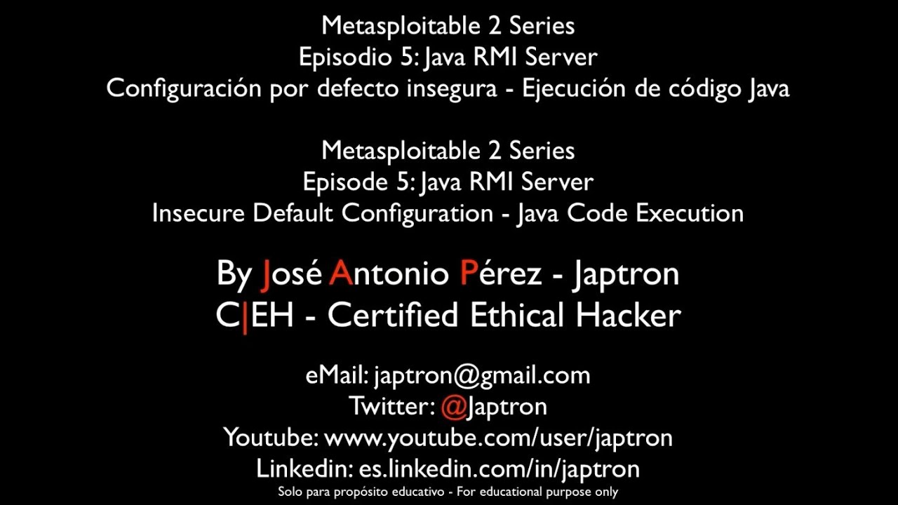 Metasploitable 2 Series Episode 5 Java Rmi Server Java Code Execution Youtube