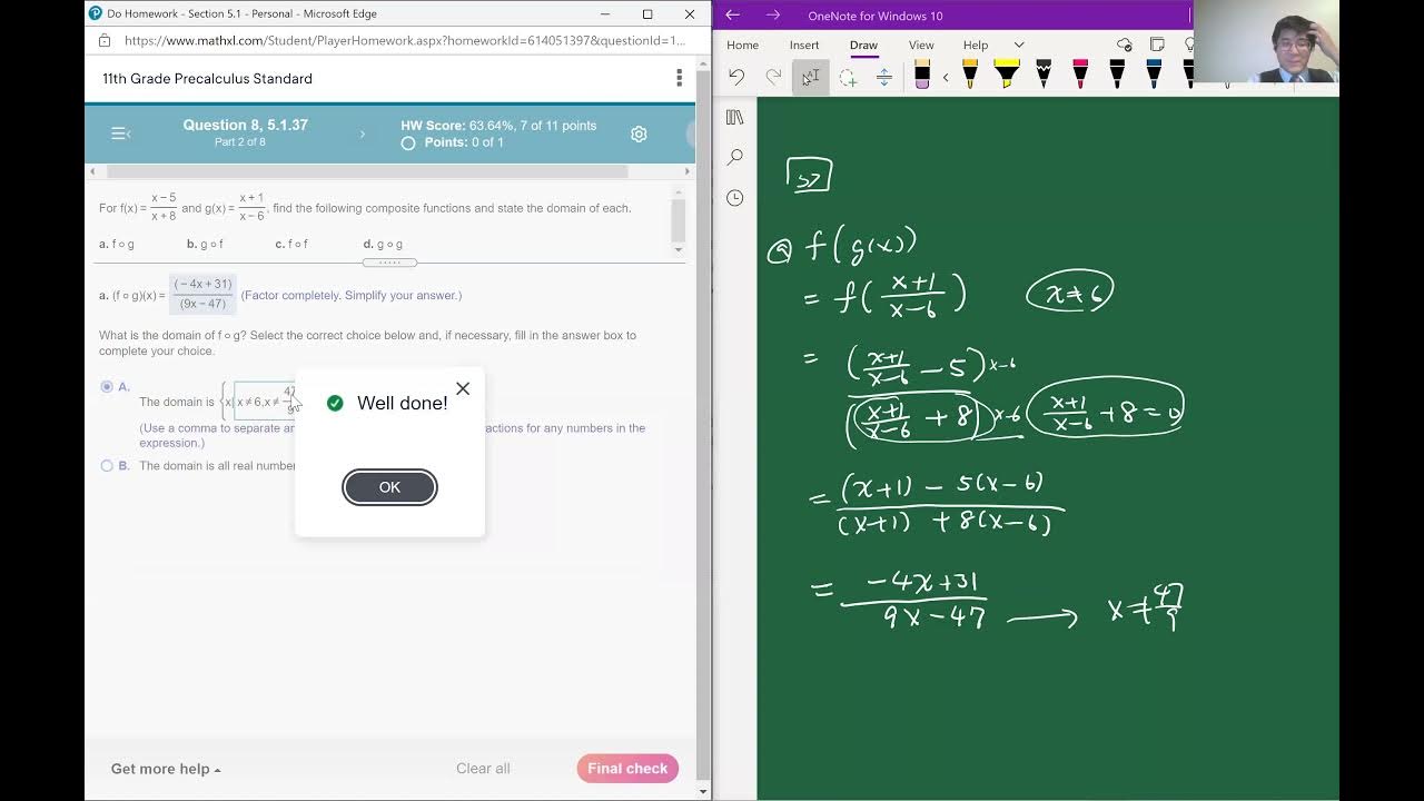 Pearson Precalculus Section 5 1 Hw Part 2 Composite Functions Youtube
