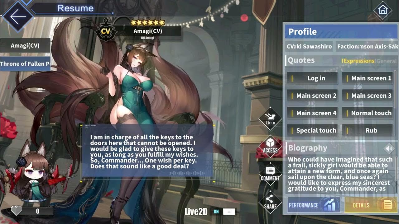 Azur Lane: New IJN Amagi (CV) L2D Skin Talk & Move [Throne of Fallen Petals] - YouTube