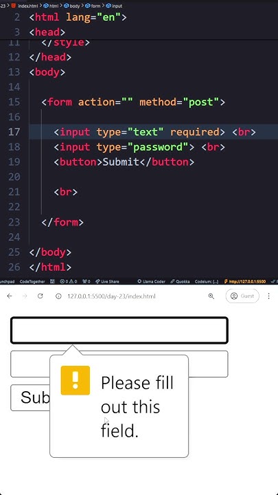 Day 23 of 45 Days HTML Challenge | required attribute in html #codeminister #frontend #html ...