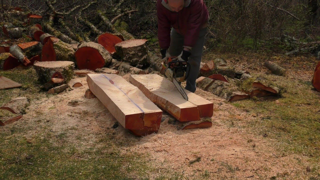 Milling Lumber From Our Alder Tree - YouTube