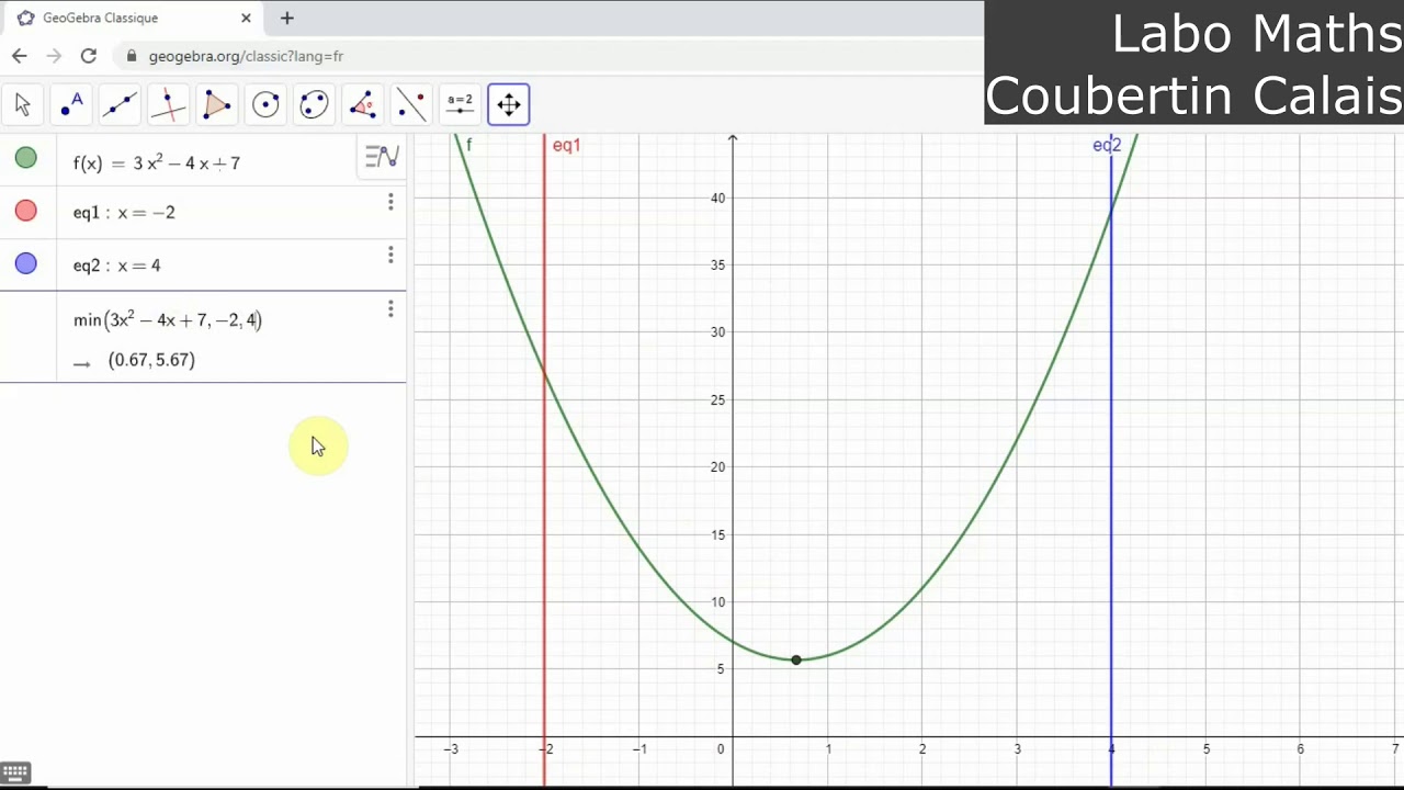 Construire un tableau de variation avec Geogebra. - YouTube
