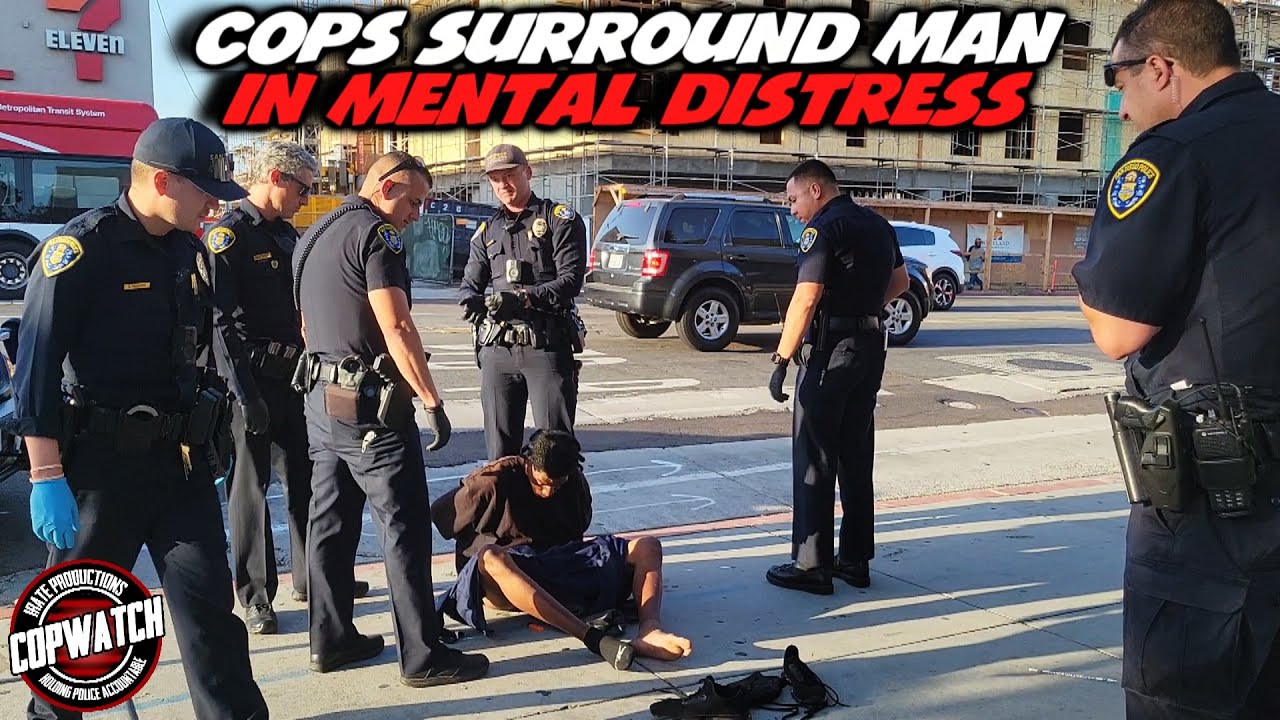 Cops Surround & Cuff Man in Mental Distress | Transported by Medics ...
