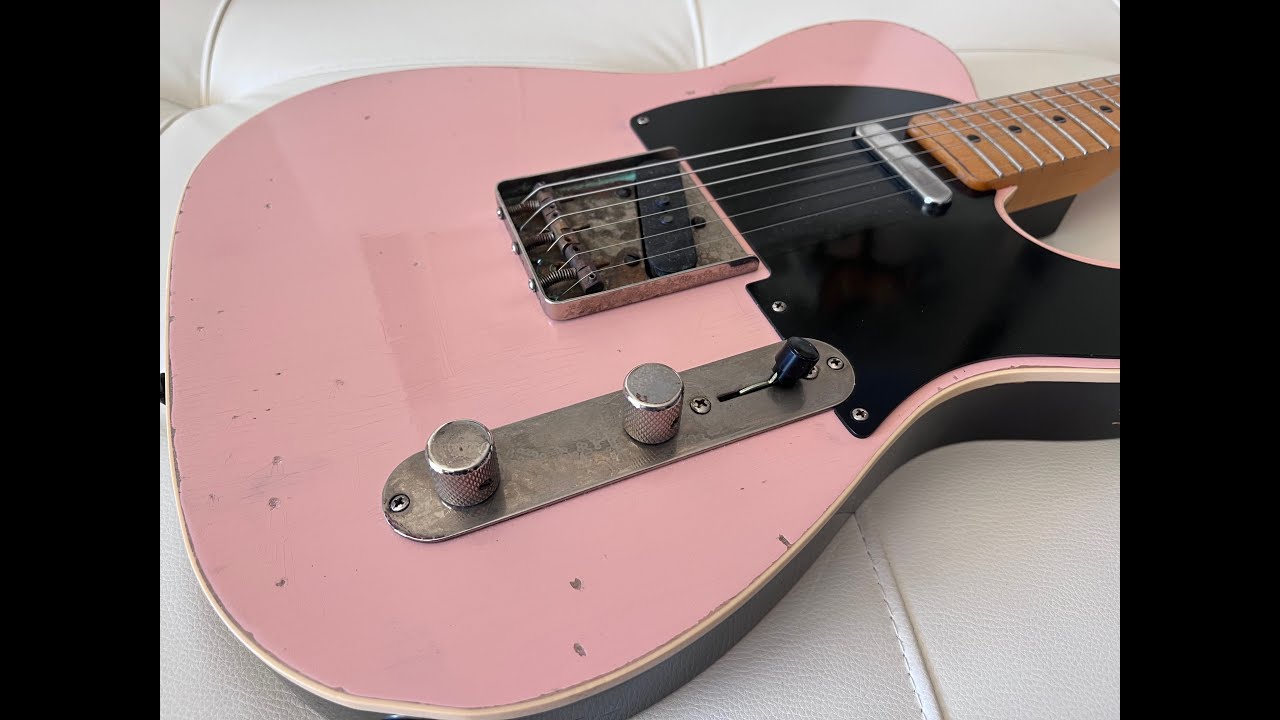 Von K Guitars T-Time Supreme Tele 2019 - Aged Shell Pink with Top ...