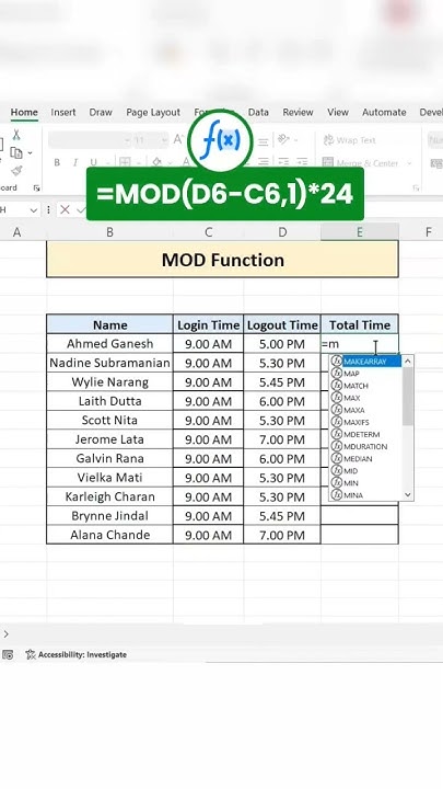 Expert Technique for Rapidly Calculating Hours Worked with the MOD Function in Excel!💡 # ...