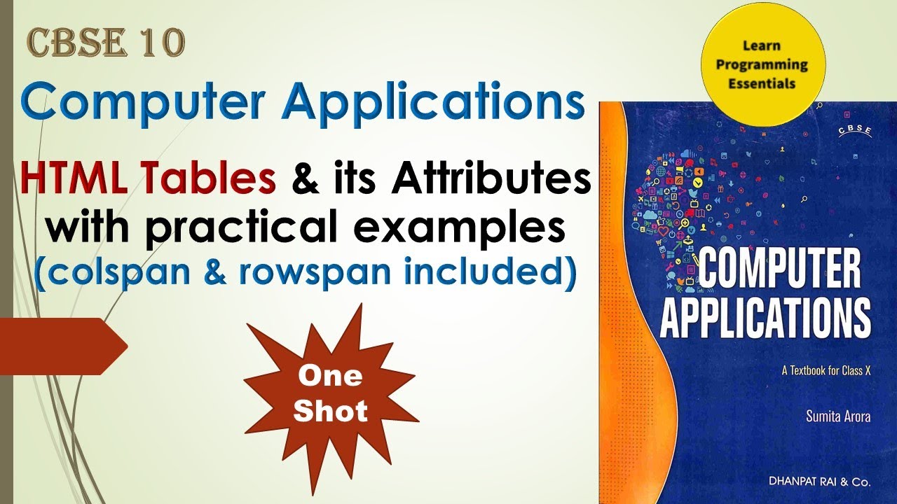 Class 10 Computer Applications| Creating Tables in HTML | # ...