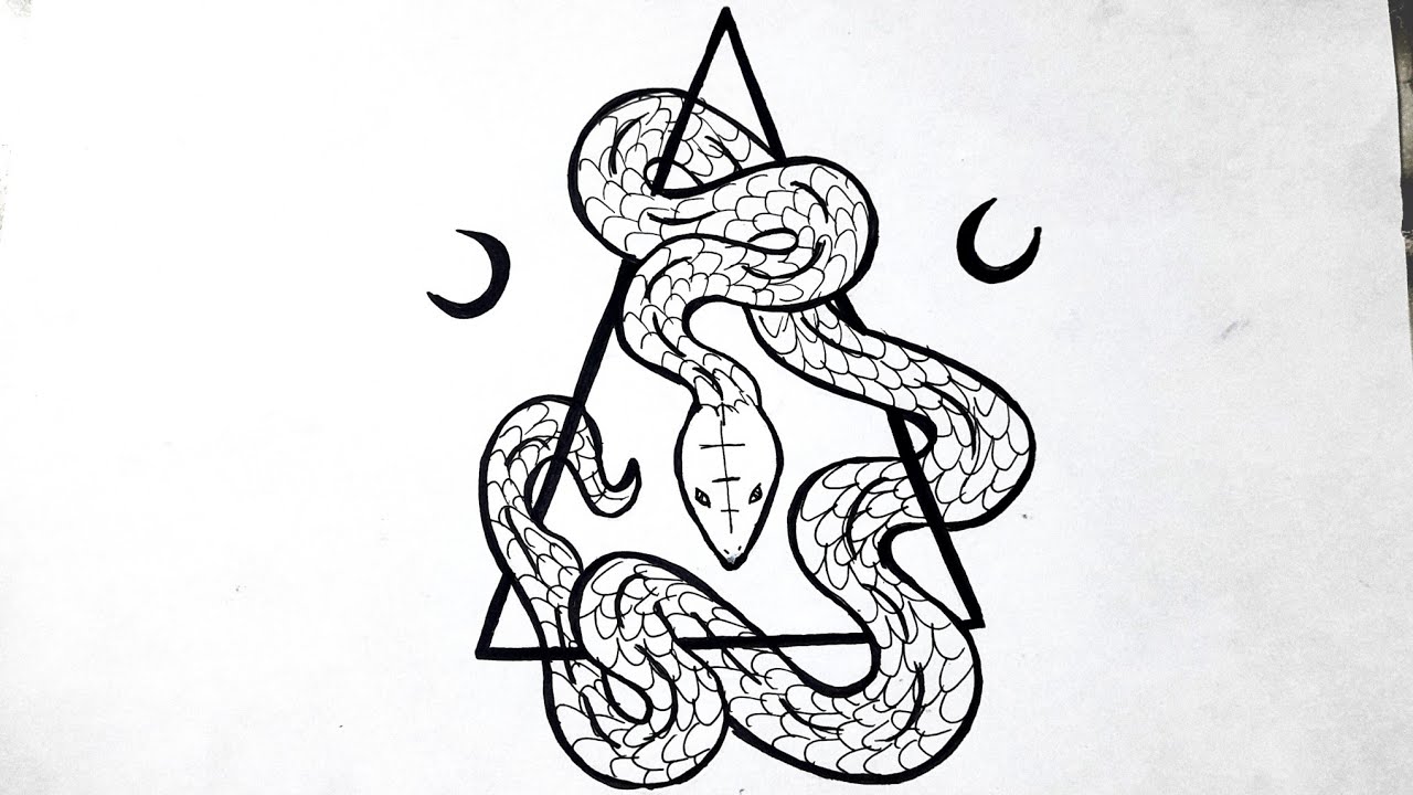 How to draw a snake easy || Snake drawing tutorial || Tattoo drawing ...