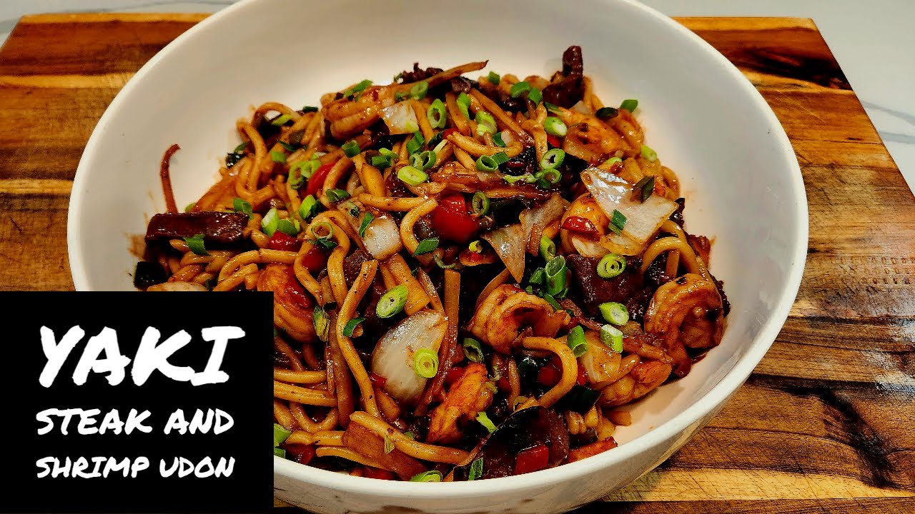 Yaki Steak and Shrimp Udon - YouTube