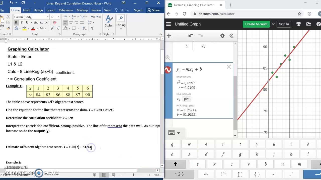 Linear Regression Desmos Examples YouTube Linear Regression Desmos Examples YouTube