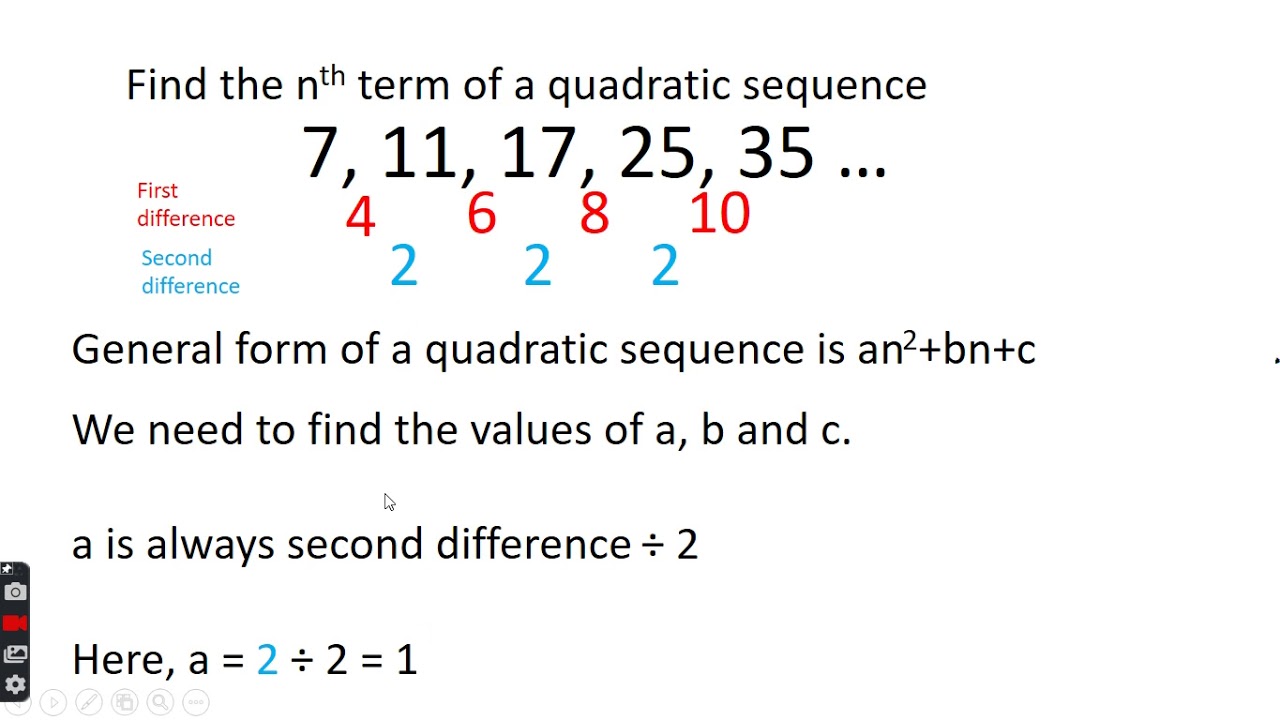 Nth Term Of A Quadratic Sequence YouTube