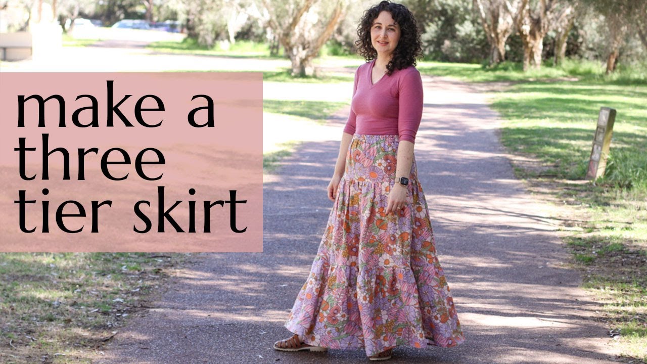 How to sew a 3 tier skirt with less fabric - YouTube