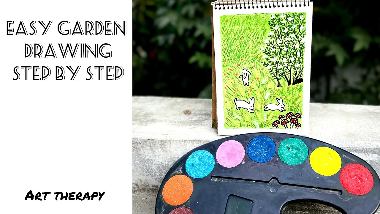 Easy drawing of bunny rabbits in a garden…🐇 #easy #painting #drawing # ...