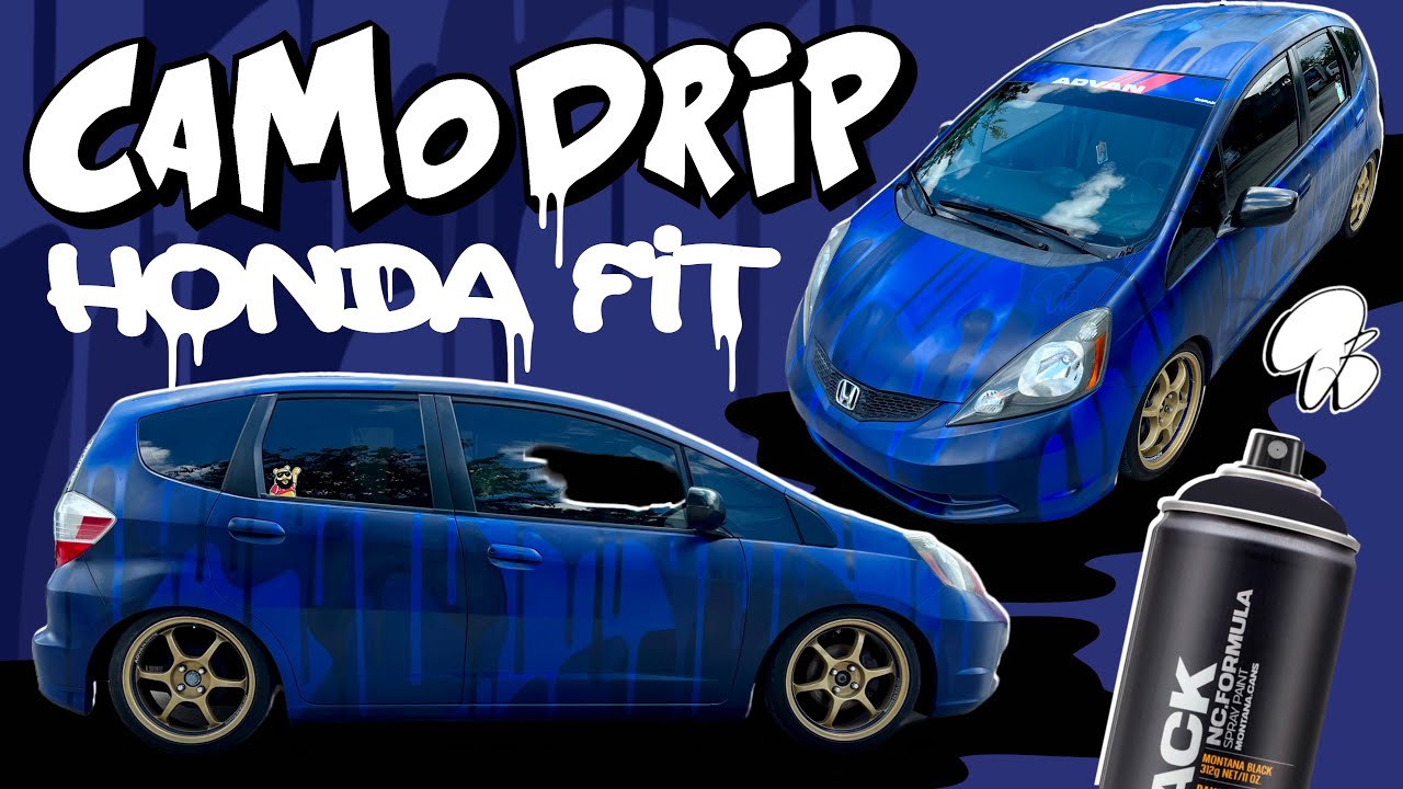Graffiti Camo Drip Honda Fit Spray Paint Job - YouTube