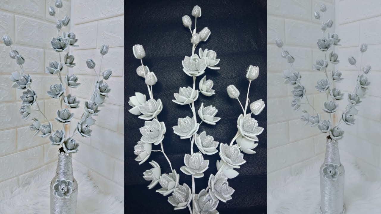 Foam Flowers DIY || How to make Glitter Foam Flower || Foamiran || Cara ...