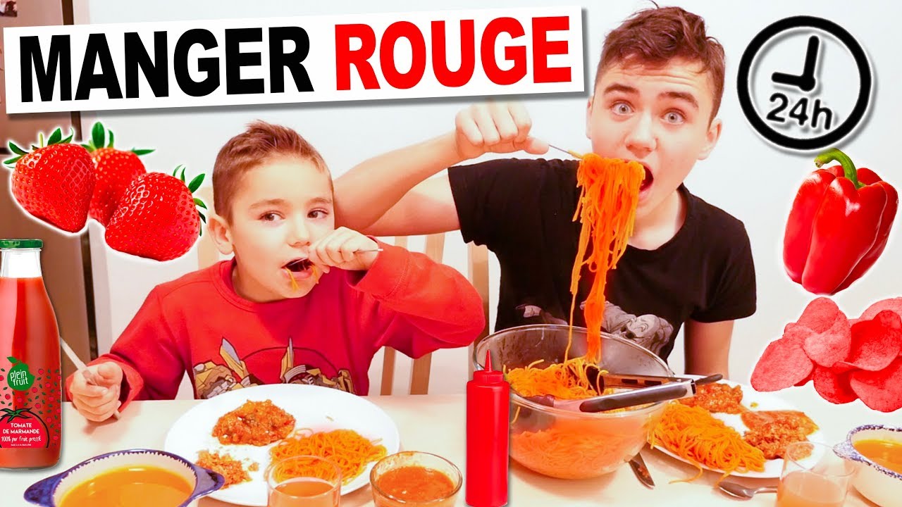ON MANGE QUE LA NOURRITURE ROUGE PENDANT 24H CHALLENGE - YouTube