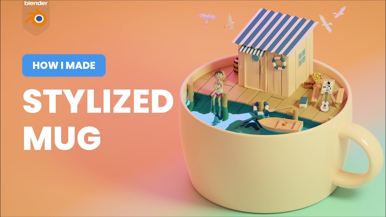 how to make Stylised Mug illustration in blender - YouTube