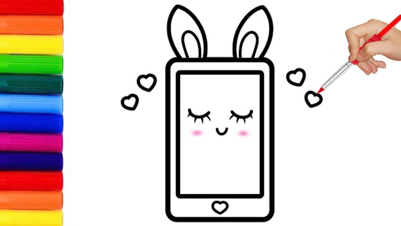 How to Draw a Cute Mobile Simple & Easy for Kids | step by step ...